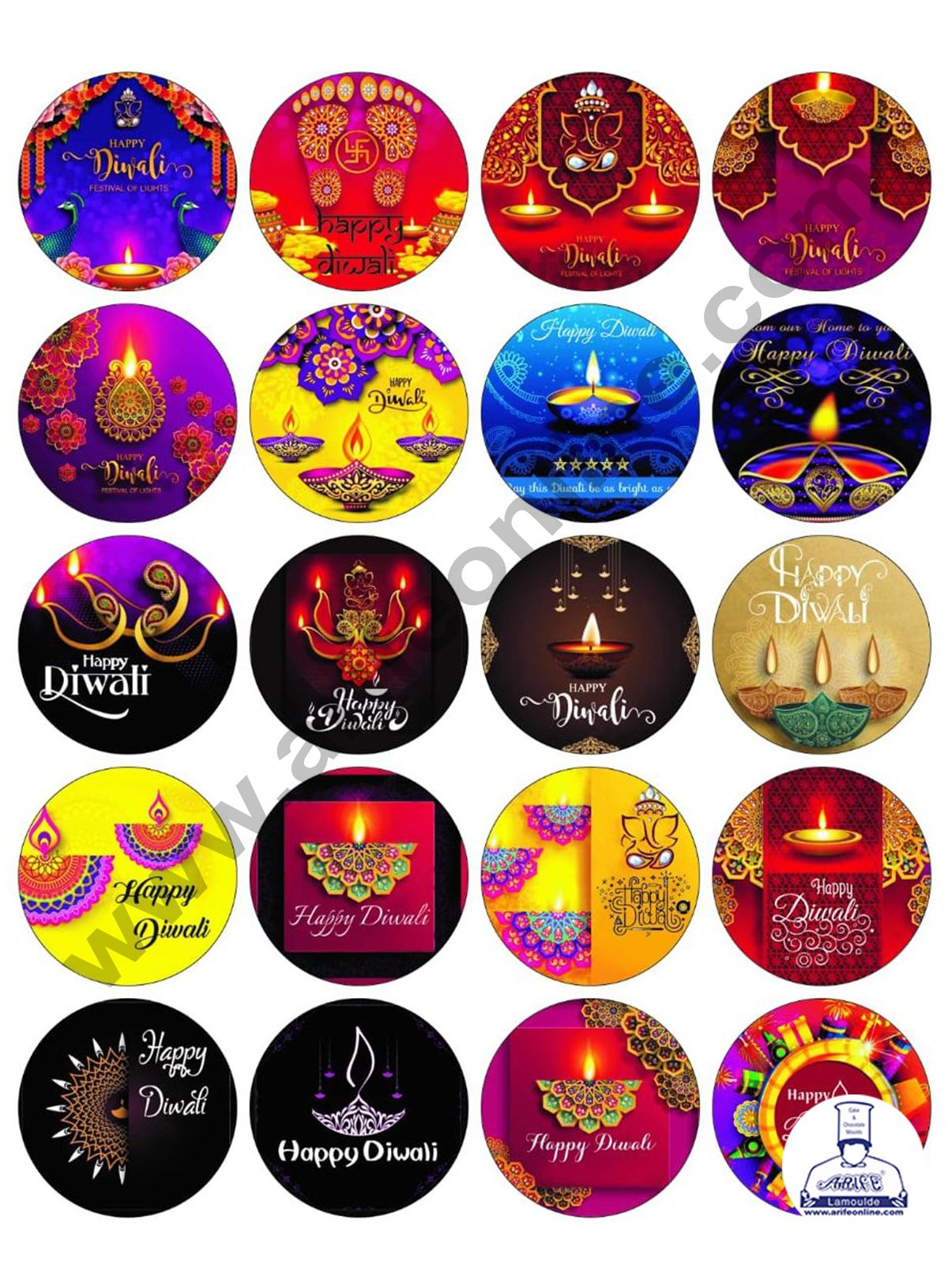 Cake Decor Happy Diwali Chocolate Sticker (A4 Size Sheet) DiwaliS-525 ...