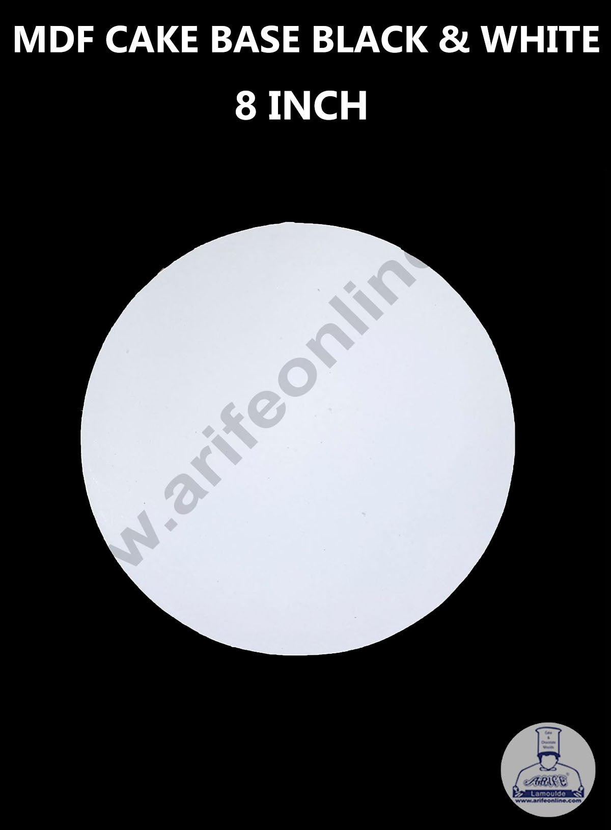 Cake Decor MDF Cake Base 10 Pieces Round - Black and White Color - 8 i ...