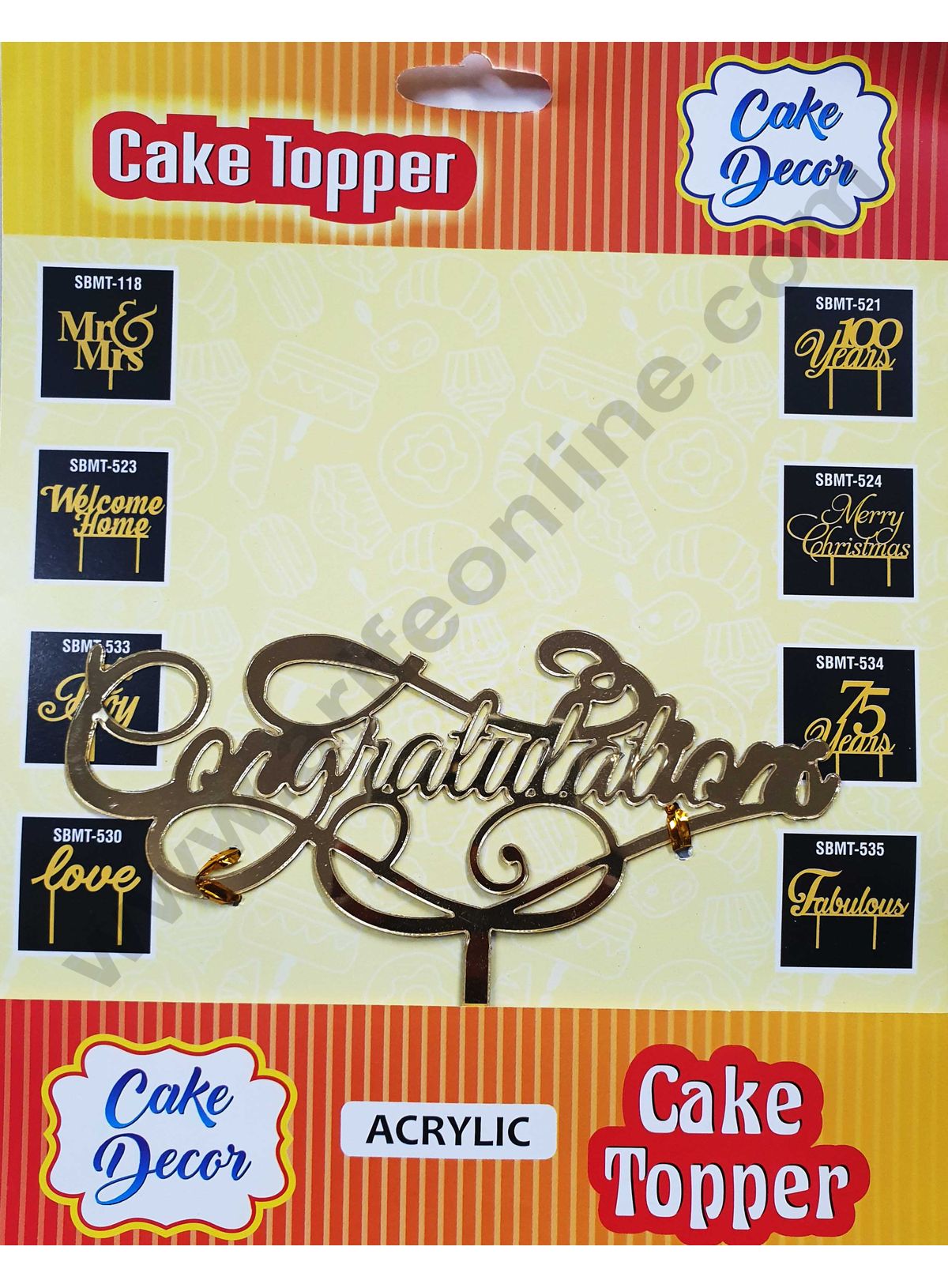 Cake Decor Mirror Finishing Acrylic Cake Topper Congratulations SBMT-6 ...