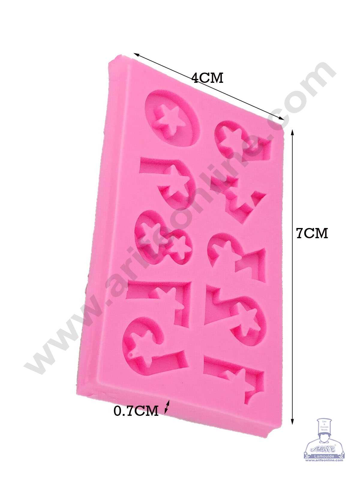 CAKE DECOR™ Silicone 10 Cavity Star Number Shape Pink Fondant Marzipan ...