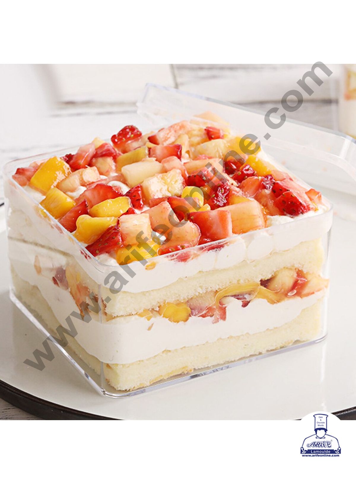 Cake Decor Transparent Acrylic Dessert Square Tub With Lid ( Pack of 1 ...