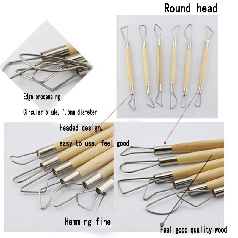 Cake Decor Wooden Handle Fondant / Clay Carving Tool Set Pack of 6 Sty ...