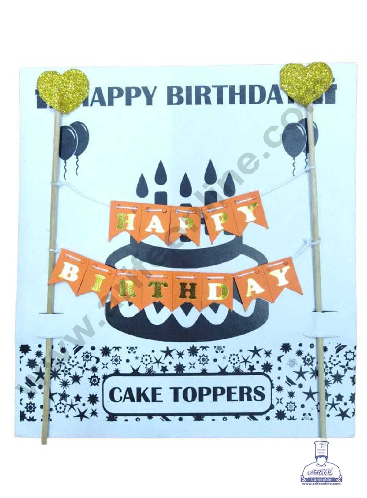CAKE DECOR™ Happy Birthday Hanging Paper Topper - Orange (SBMT-TP-039 ...
