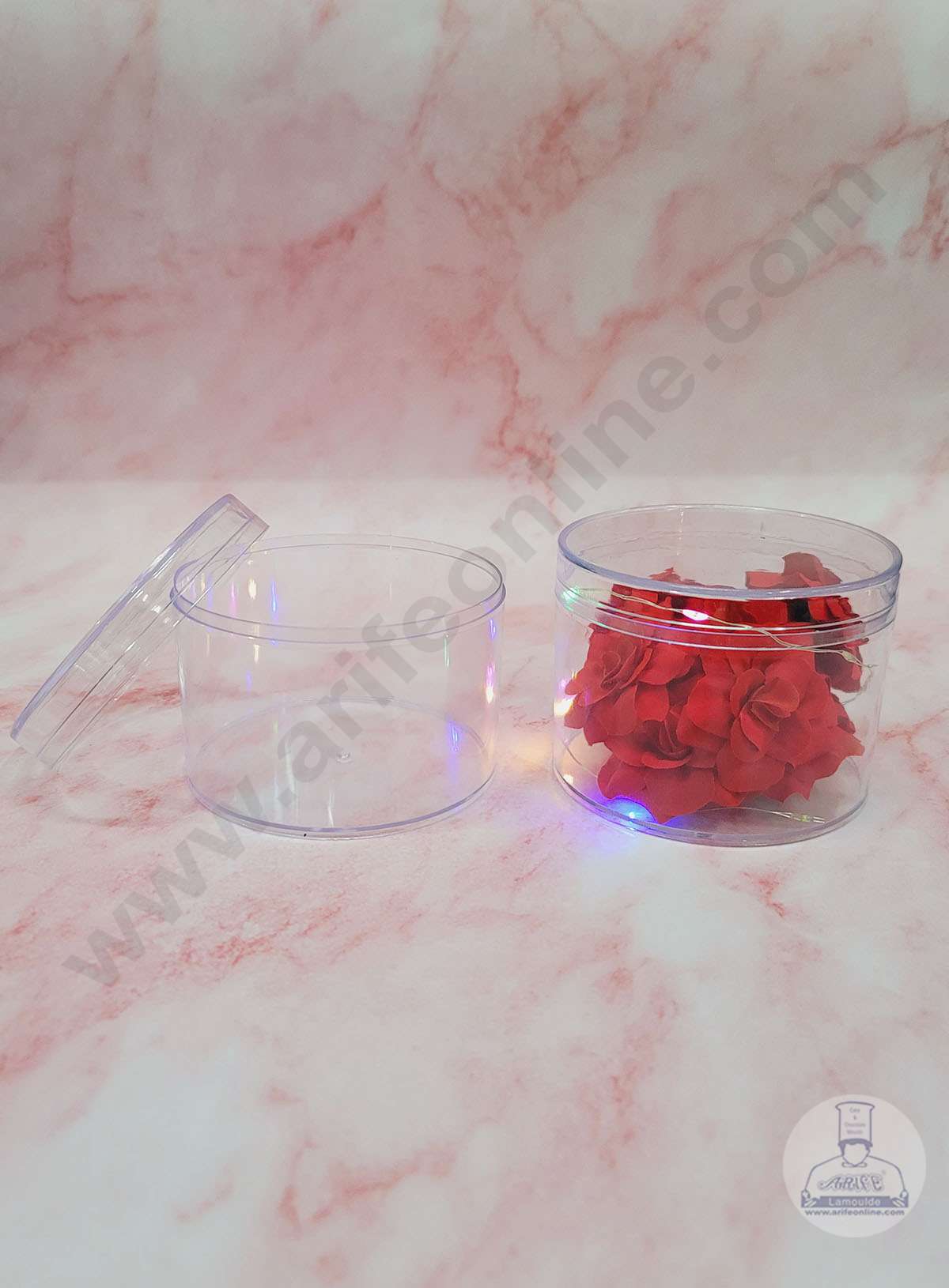 Cake Decor™ Transparent Acrylic Dessert Cylindrical Tub With Lid (Pack ...