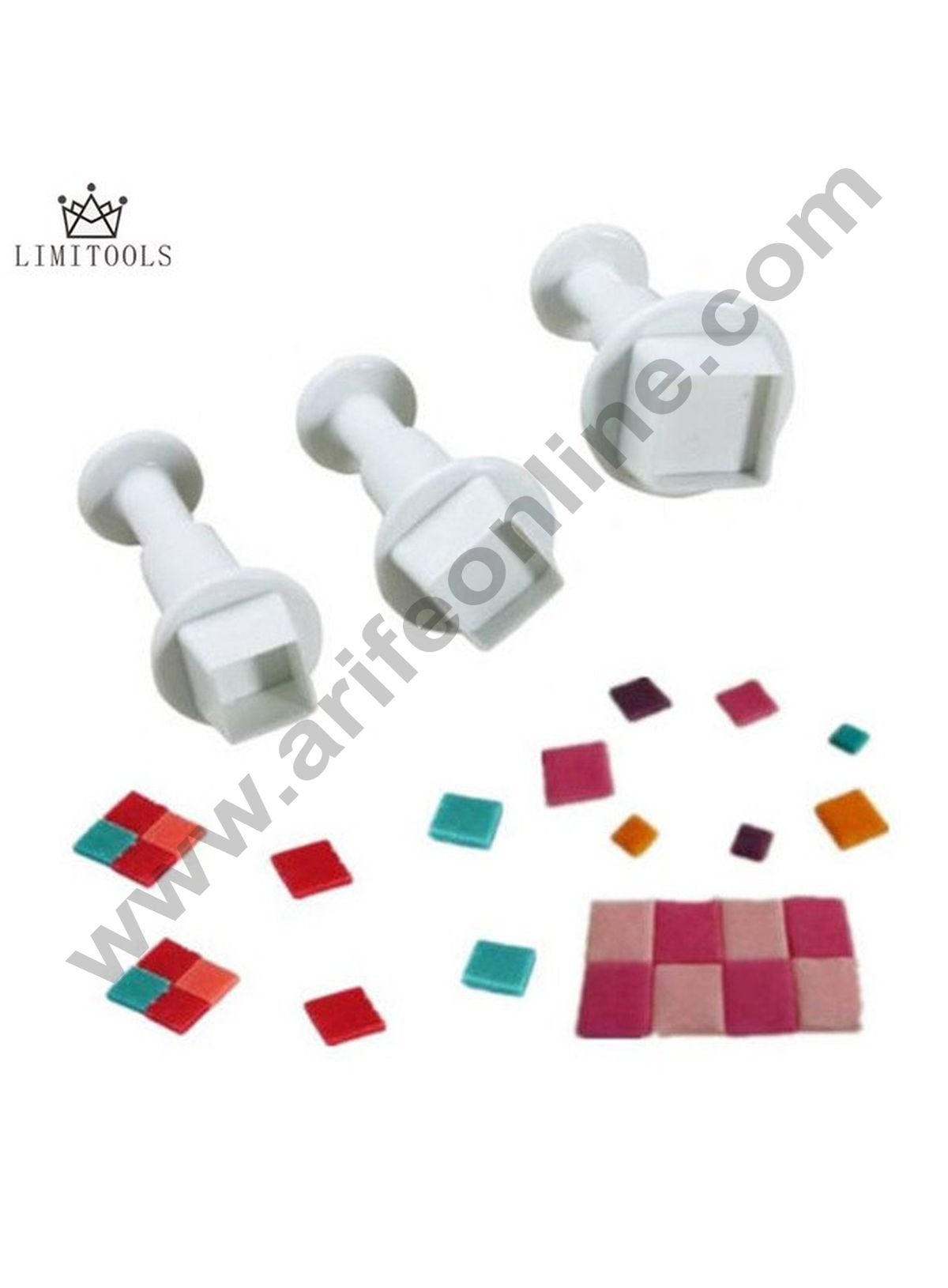 Cake Decor 3pcs Square Shape Plunger Cutters Fondant Tool – Arife ...