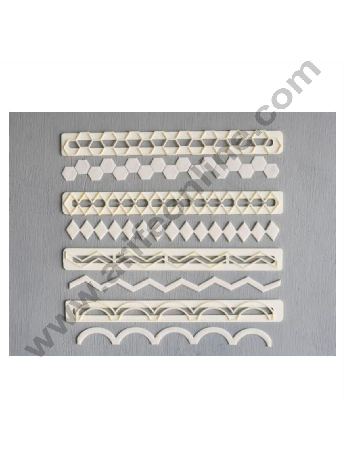 Cake Decor 4 Pc Geometric Borders Tappet Cutter Plastic Fondant Cutter ...