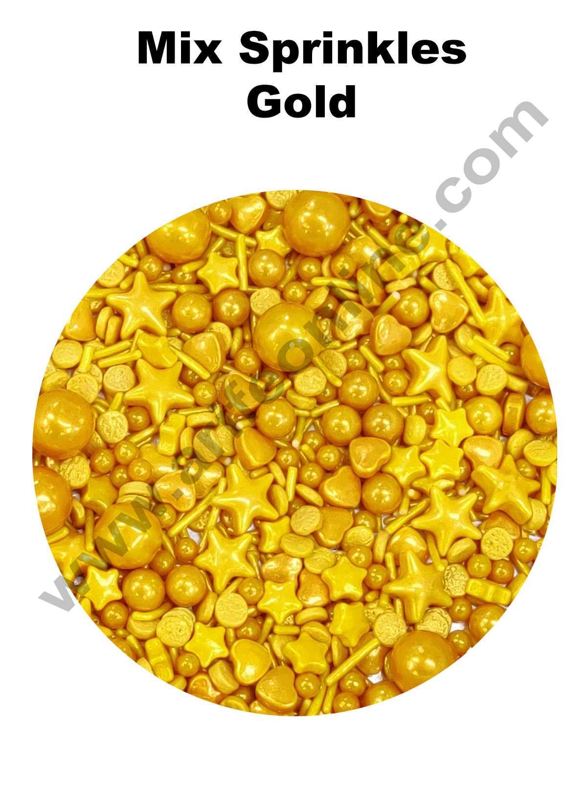 Cake Decor Sugar Candy - Mix Sprinkles Gold Star Ball and Confetti Can ...