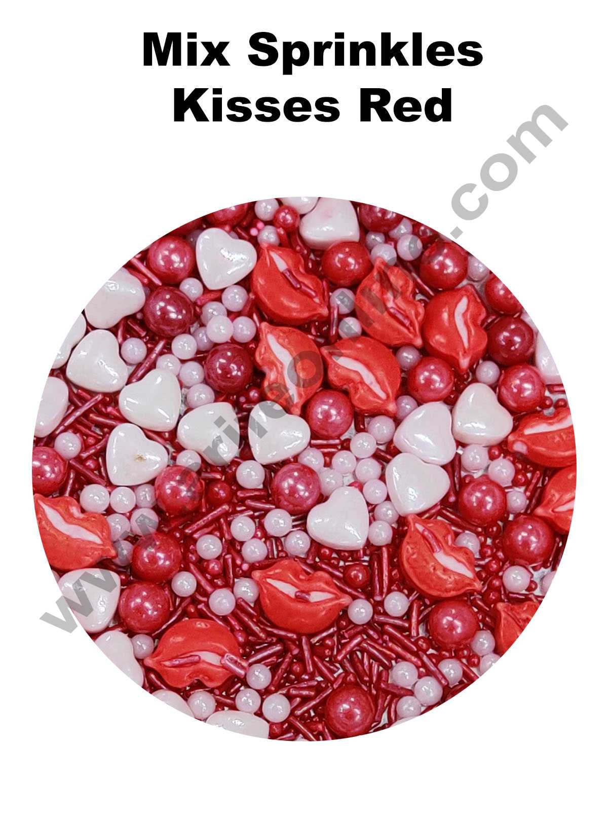 Cake Decor Sugar Candy - Mix Sprinkles Kisses Red and White Ball Candy ...