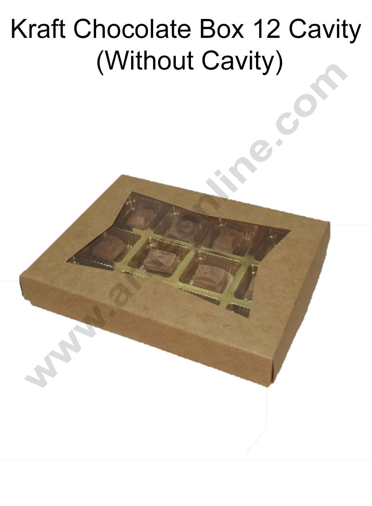 Cake Decor Kraft Chocolate Boxes 12 Cavity with Clear Window, Chocolat ...