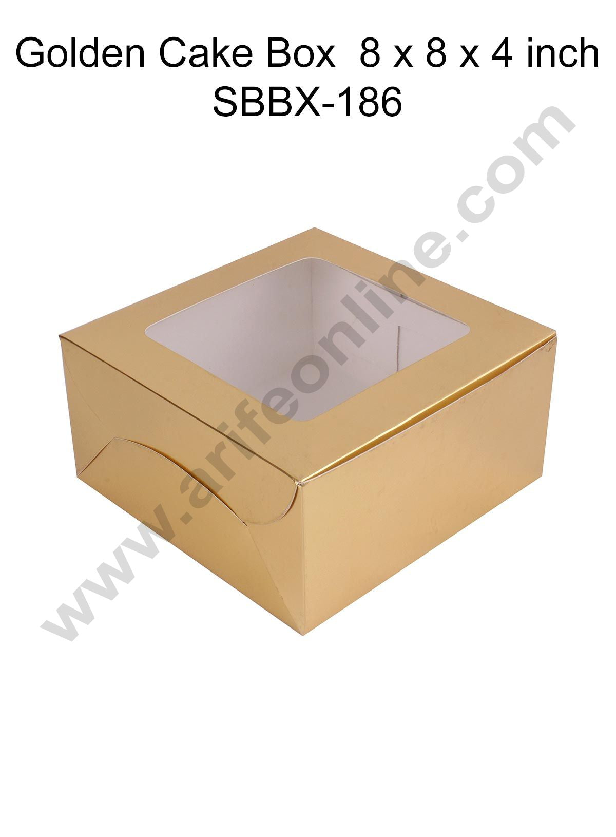 Cake Decor 1/2kg Golden Cake Box Packaging with Clear Display Window 8 ...