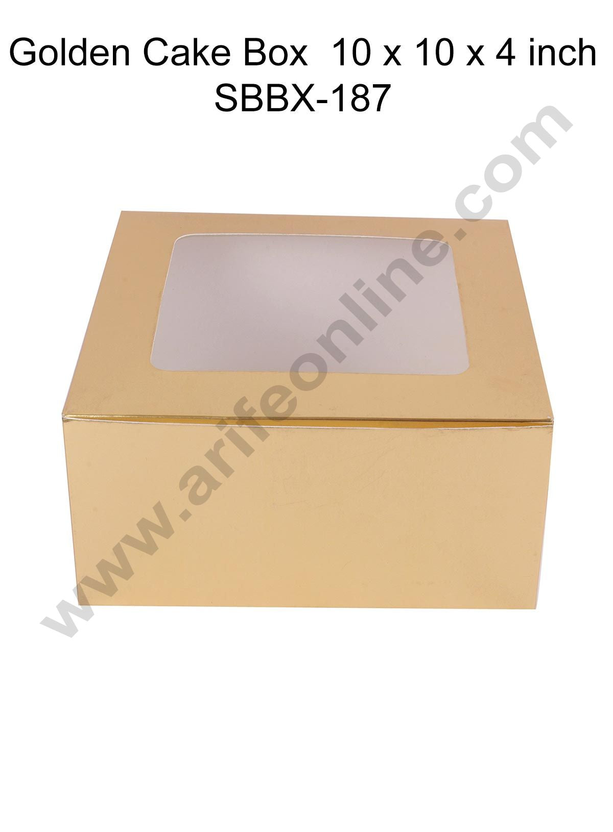 Cake Decor 1kg Golden Cake Box Packaging with Clear Display Window 10x ...