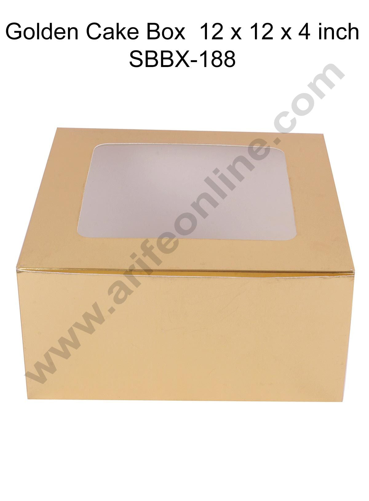 Cake Decor 2kg Golden Cake Box Packaging with Clear Display Window 12x ...