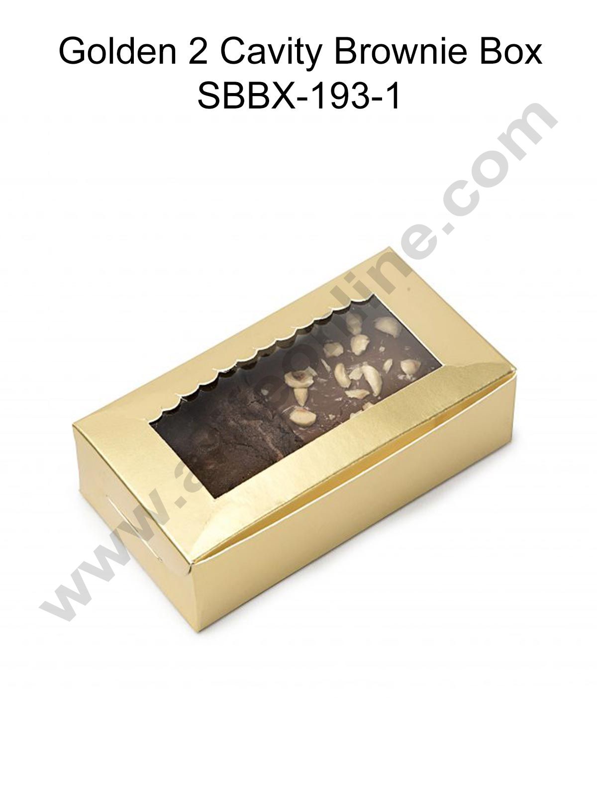 Cake Decor Golden Brownie Boxes 2 Cavity with Clear Window, Brownie Ca ...