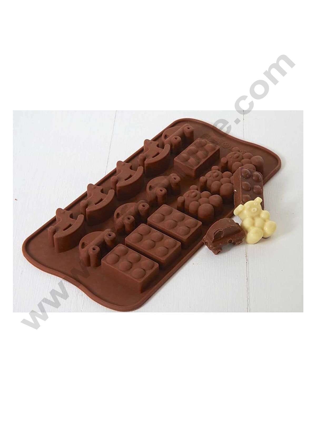 Cake Decor 15-Cavity Horse,Blocks, Teddy and Cars Shape Silicone Brown ...