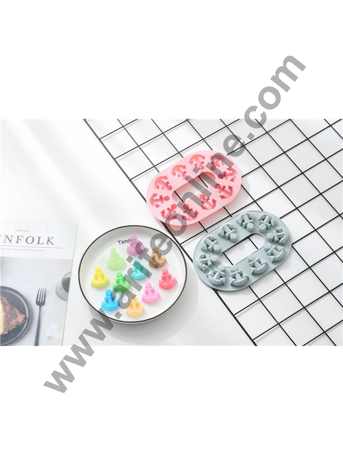 Cake Decor 10 Cavity Silicone Chocolate Mould Anchor Shape Silicon Jel ...
