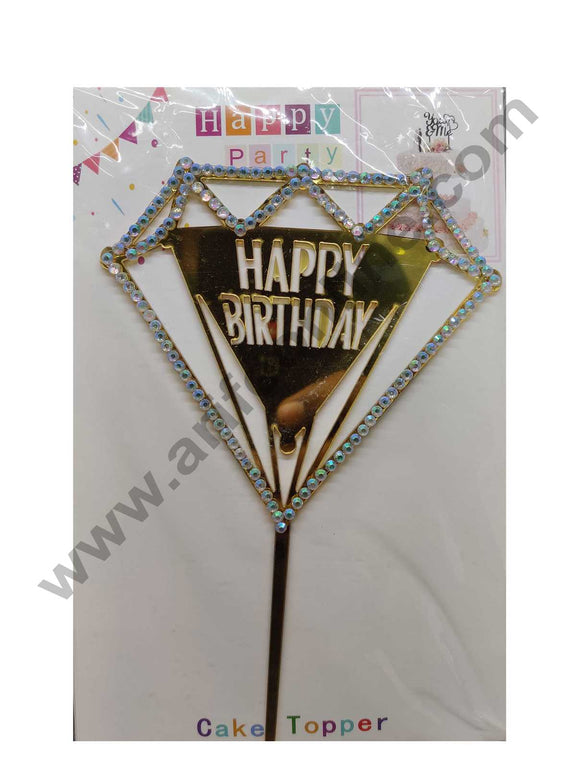 Home Cake Decor 6 inch Height Diamond Acrylic Cake Topper - Golden Diamond