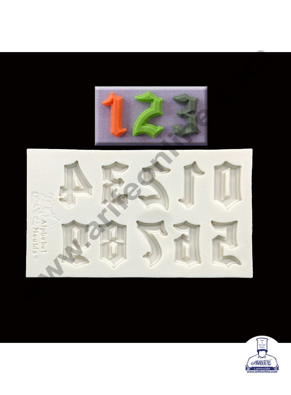 Cake Decor 10 Cavity Gothic Number Silicone Mold for Cake Decoration ...
