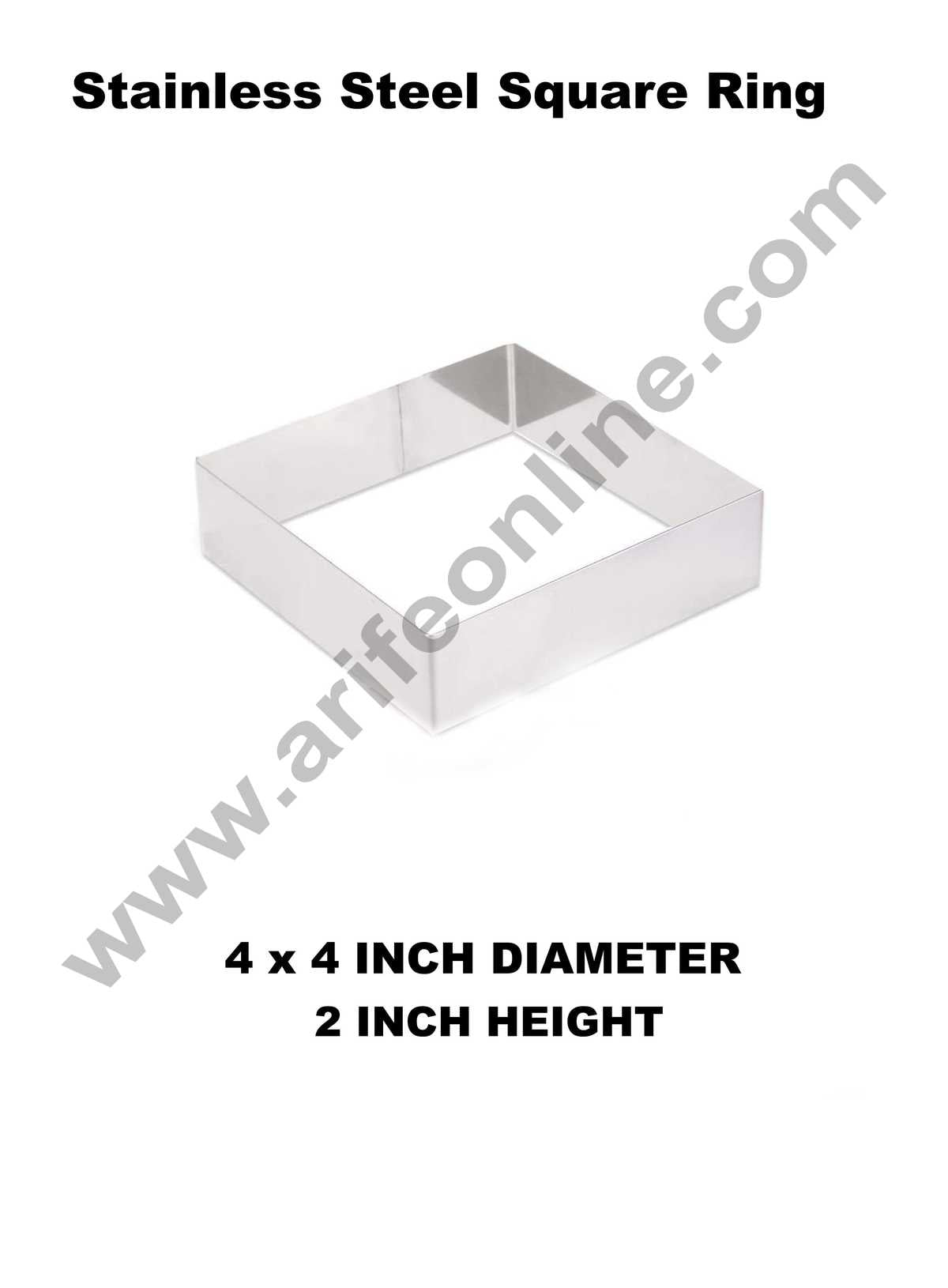 Cake Decor Square Cake Ring Stainless Steel Cutter Heavy Ring (4x4 inc ...