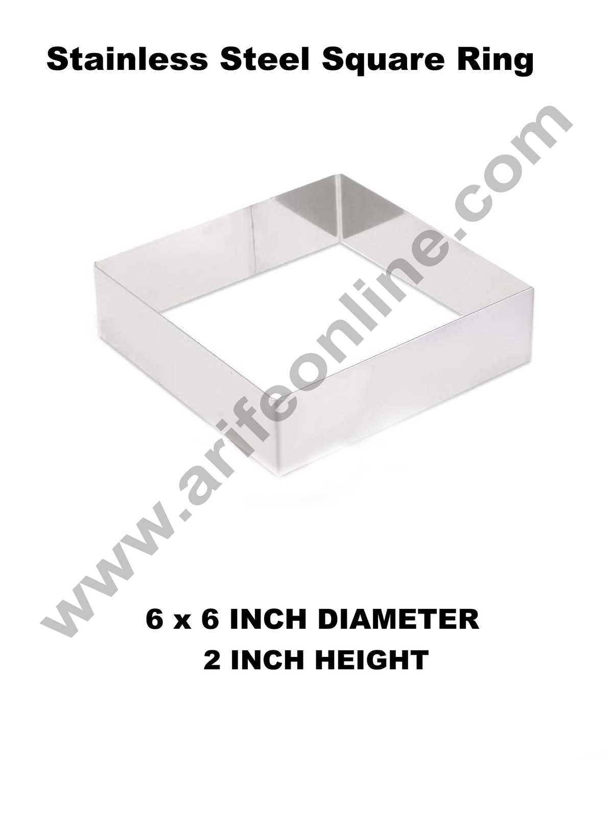 Cake Decor Square Cake Ring Stainless Steel Cutter Heavy Ring (6x6 inc ...