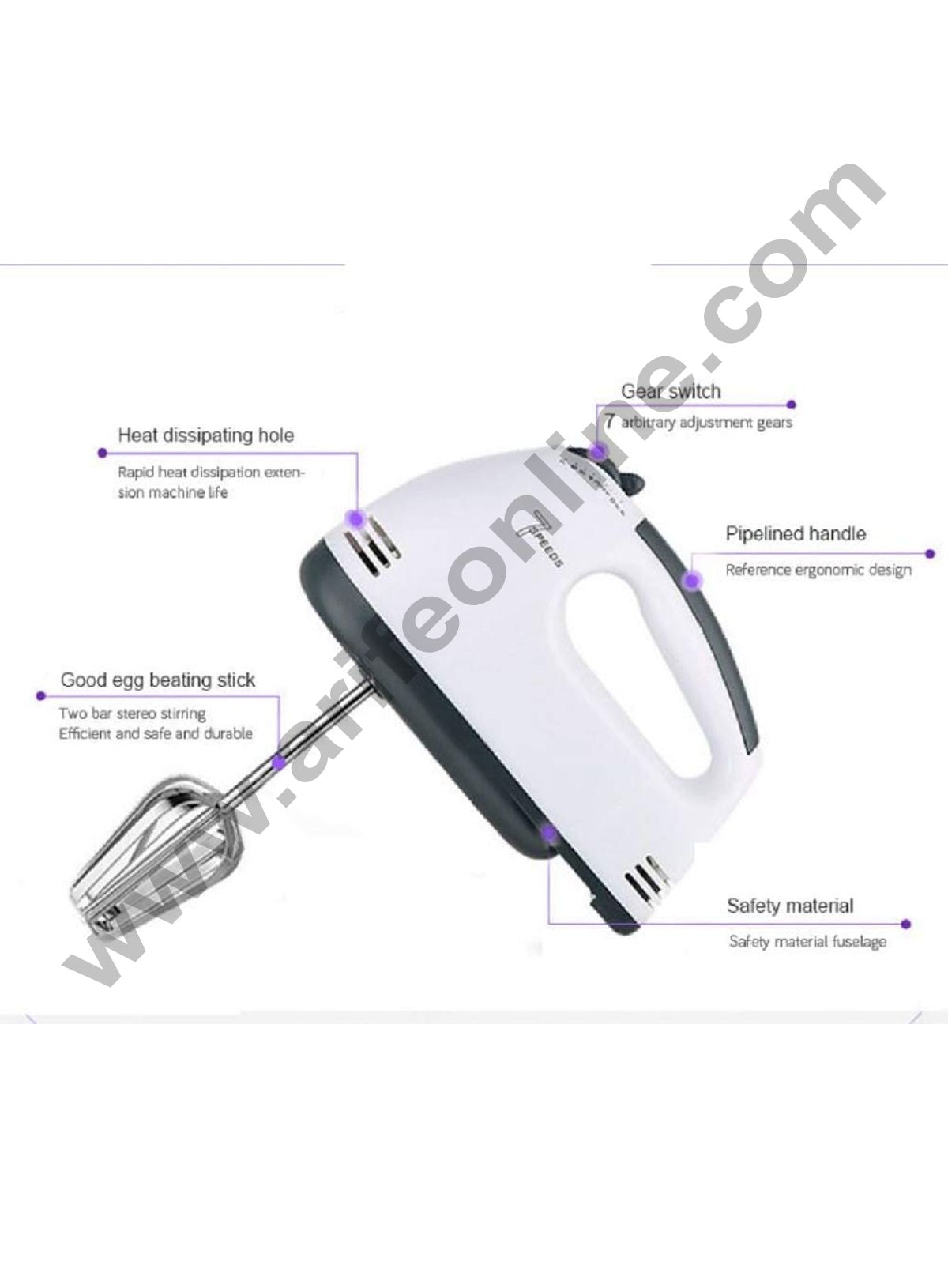 SCARLETT 7-Speed Lightweight Hand Mixer With Chrome Beater + Dough Hoo ...
