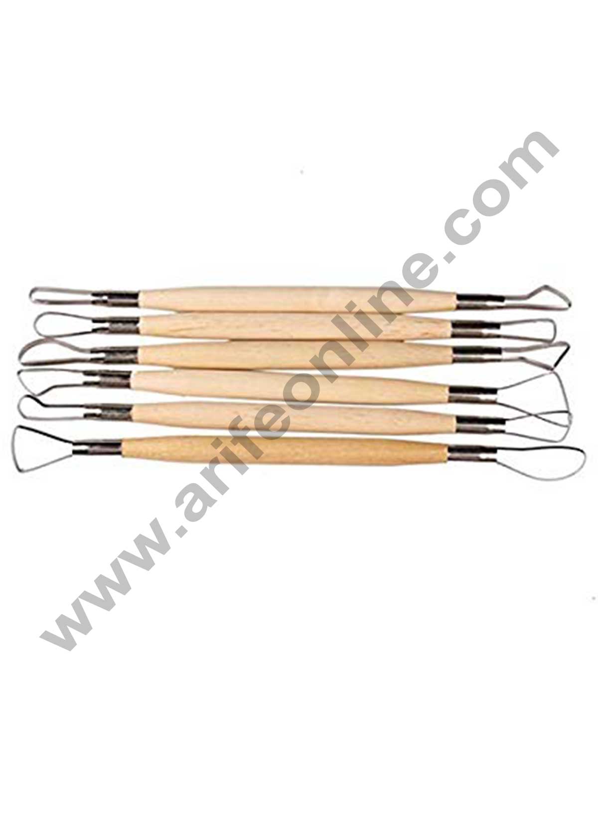 Cake Decor Wooden Handle Fondant / Clay Carving Tool Set Pack of 6 Sty ...