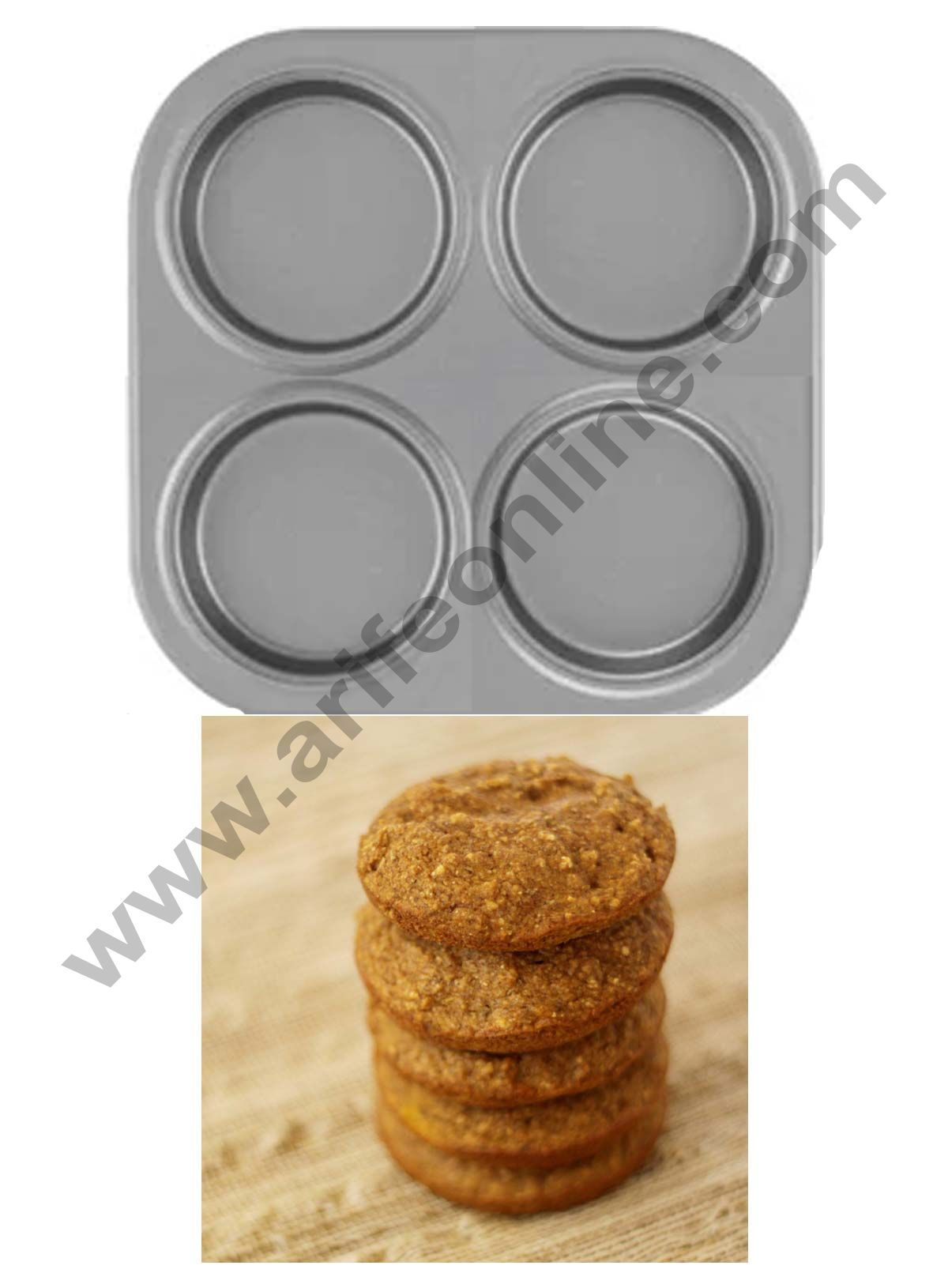 Cake Decor Nonstick 4 Cavity Pie Pan Round Muffin Mold – Arife Online Store